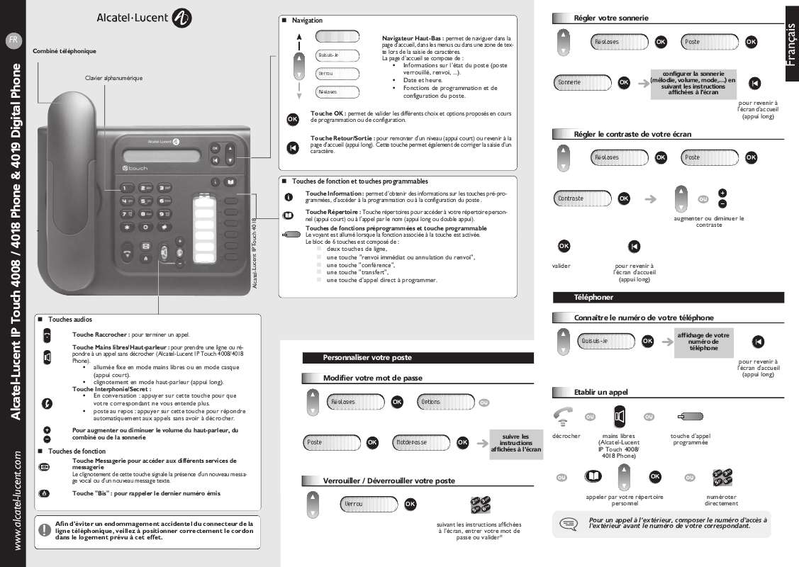 Notice ALCATEL-LUCENT 4019 - Trouver une solution à un problème ALCATEL ...