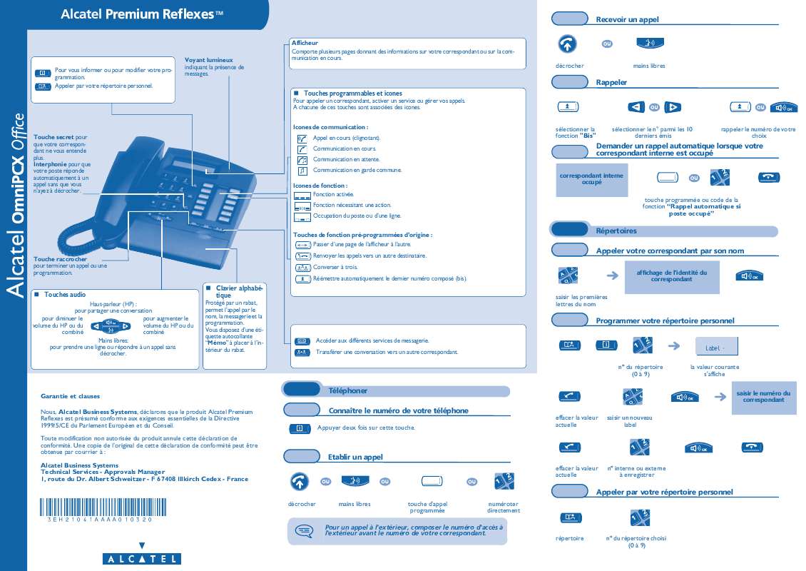 Notice ALCATEL-LUCENT PREMIUM REFLEXES 4020 - téléphone fixe Trouver ...