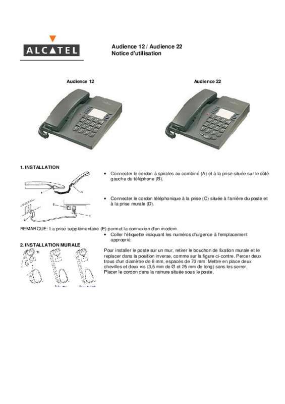 Notice ALCATEL AUDIENCE 12-22 - téléphone portable Trouver une solution ...