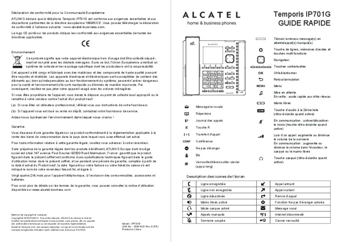 Telephone Alcatel Fixe Mode D Emploi