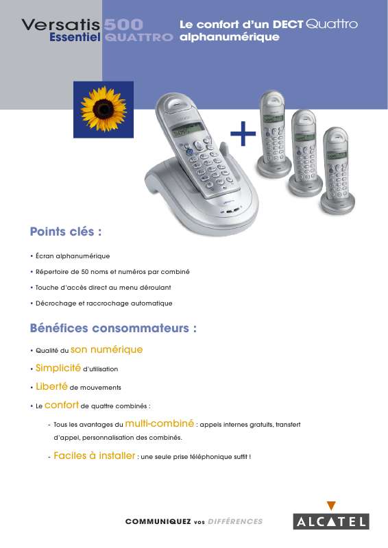 Notice ALCATEL VERSATIS 500 QUATTRO ESSENTIEL - téléphone sans fil ...
