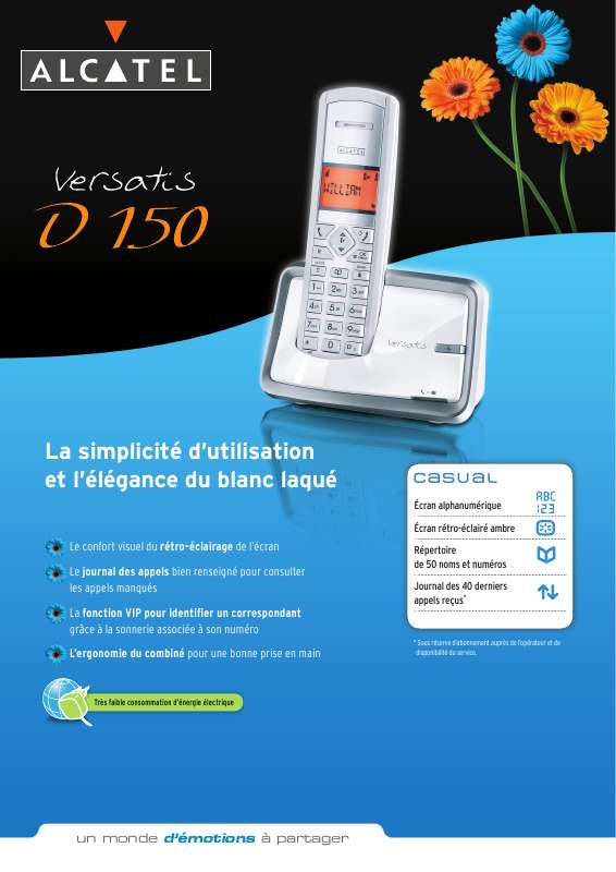 Notice ALCATEL VERSATIS D 150 - téléphone portable Trouver une solution ...