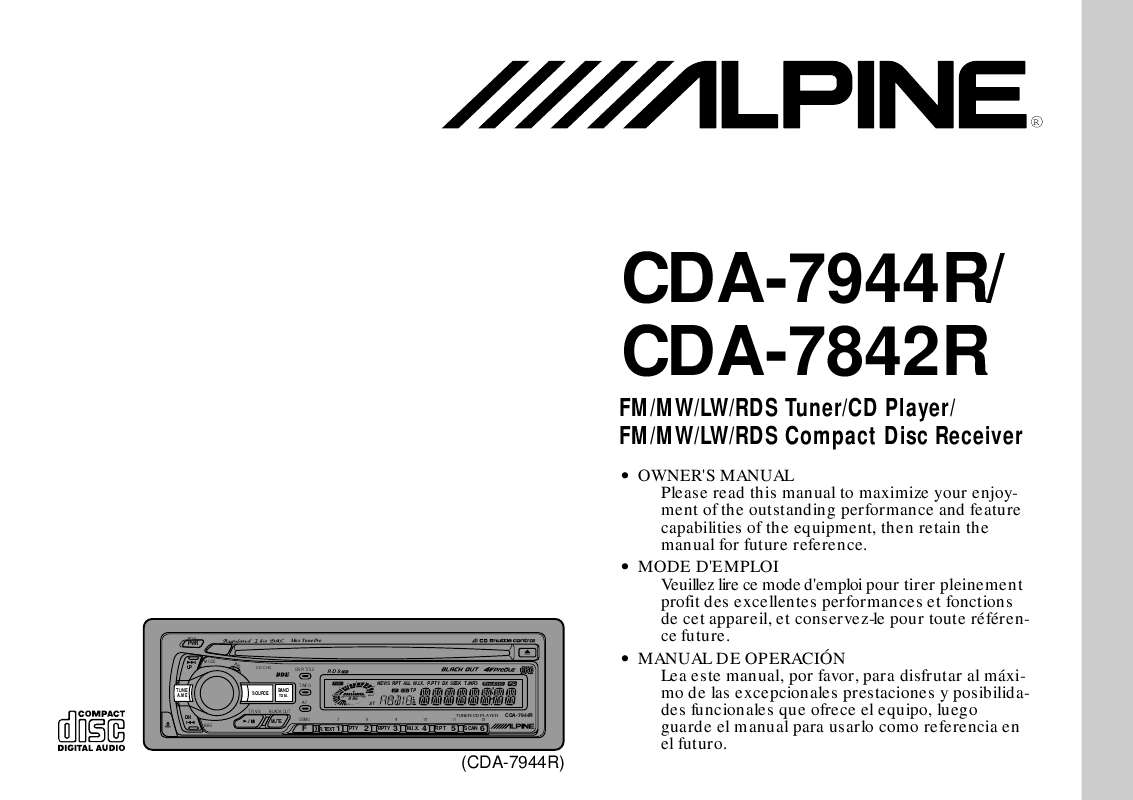 Notice ALPINE CDA-7842R - autoradio Trouver une solution à un problème ...