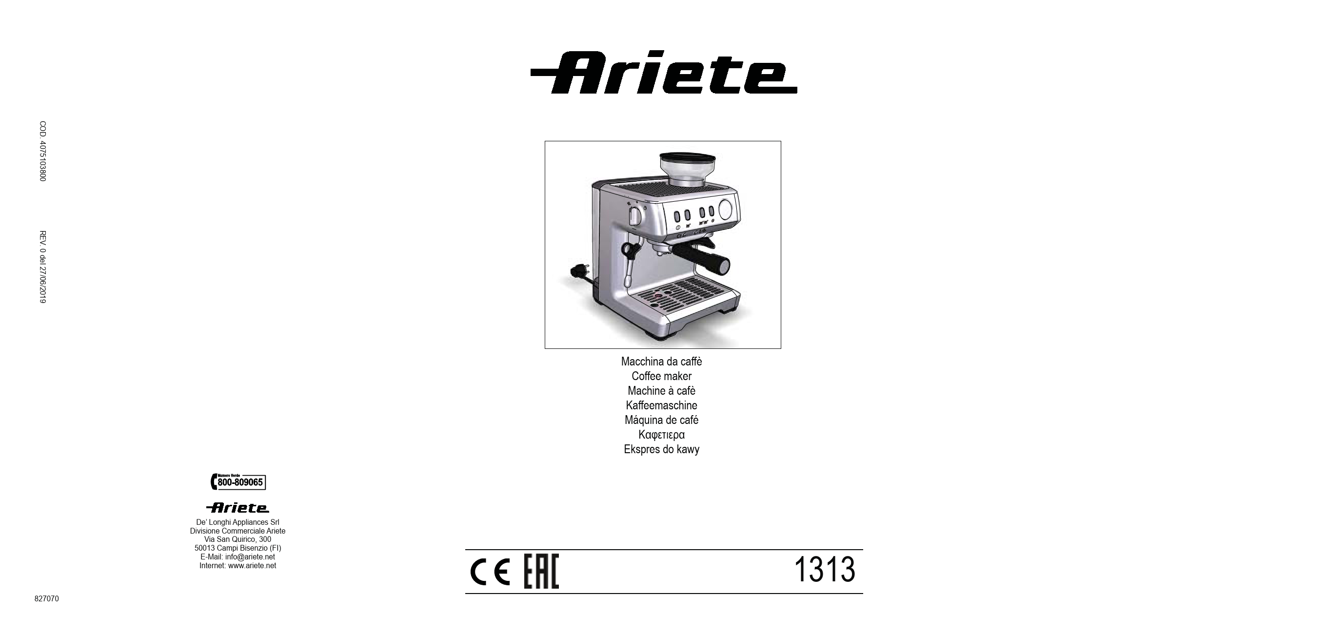 Notice machine à café ARIETE 1313 Trouver une solution à un problème ...