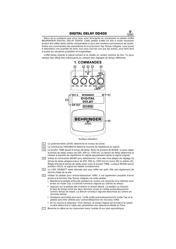 Notice BEHRINGER DD400 - téléphone portable Trouver une solution à un ...