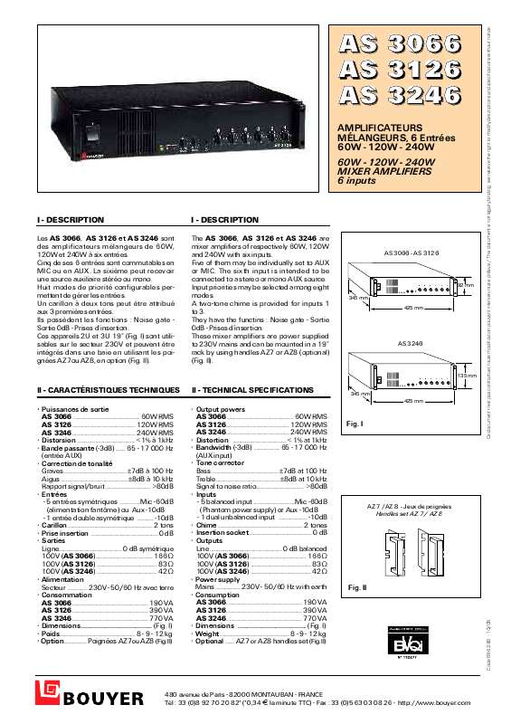 Notice BOUYER AS 3066 - Trouver une solution à un problème BOUYER AS ...