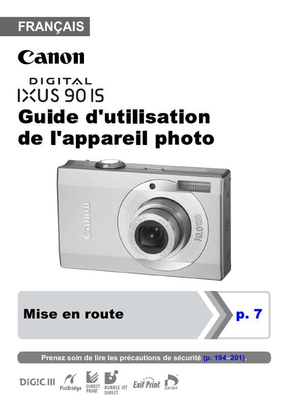 Notice CANON DIGITAL IXUS 90 IS - appareil photo Trouver une solution à ...
