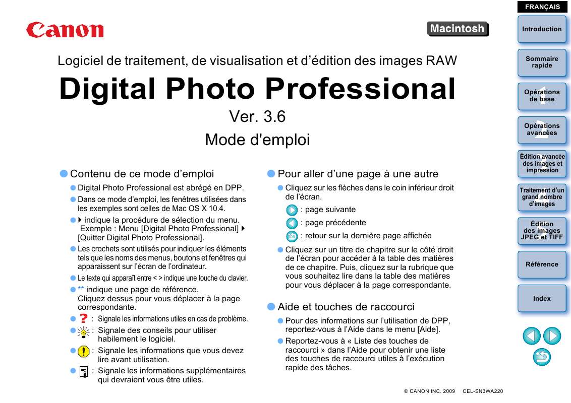 Notice CANON DIGITAL PHOTO PROFESSIONAL VERSION 3.6 - logiciel de graphisme Trouver une solution ...