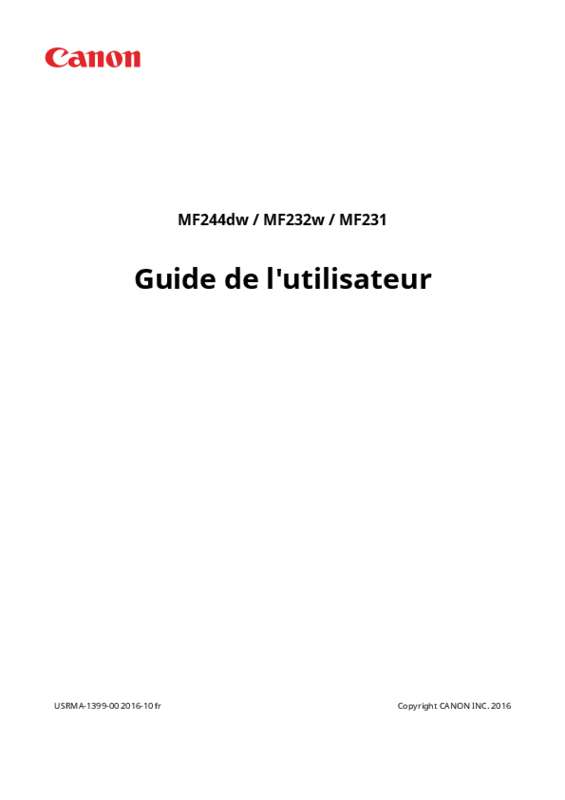 Notice CANON I-SENSYS MF231 - imprimante Trouver une solution à un ...