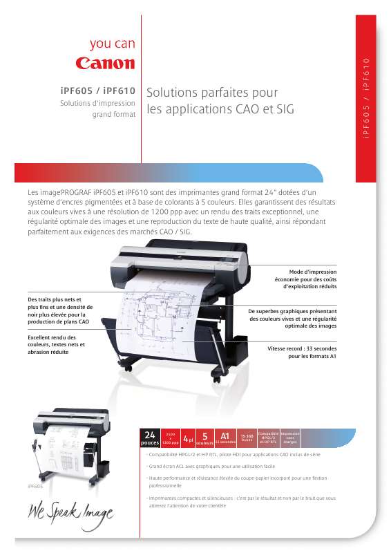 Notice CANON IPF 605 - imprimante photo Trouver une solution à un ...