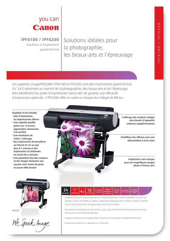 Notice CANON IPF 6100 - imprimante photo Trouver une solution à un problème CANON IPF 6100 mode ...