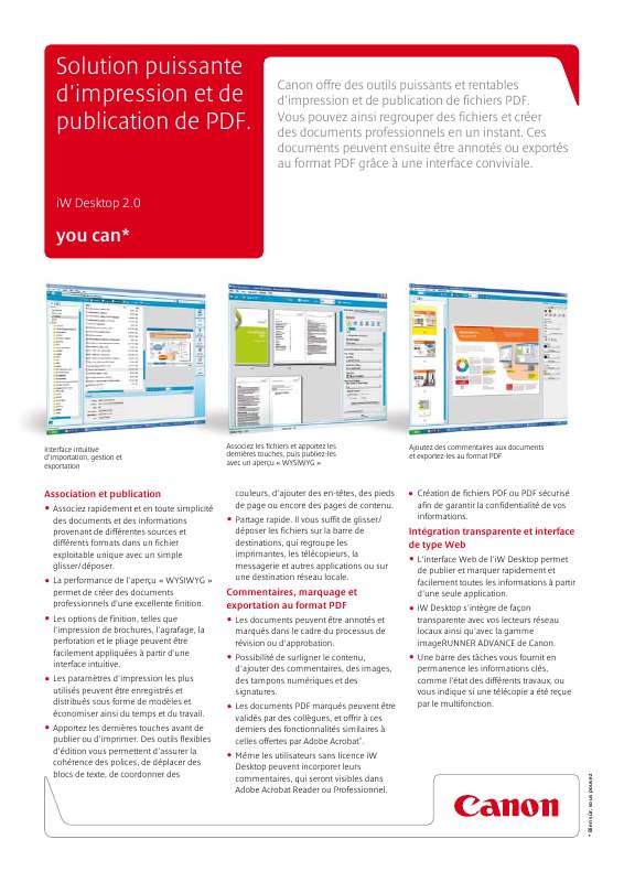 Notice CANON IW DESKTOP - logiciel de graphisme Trouver une solution à un problème CANON IW ...