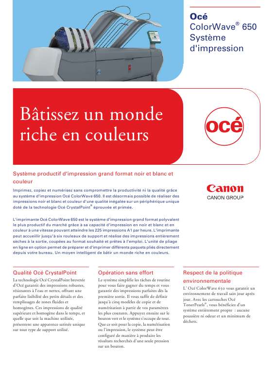 Notice CANON OCE COLORWAVE 650 - imprimante multifonction laser Trouver ...