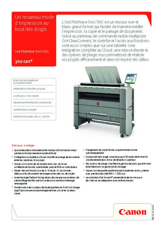 Notice CANON OCE PLOTWAVE 360 - imprimante multifonction laser Trouver ...