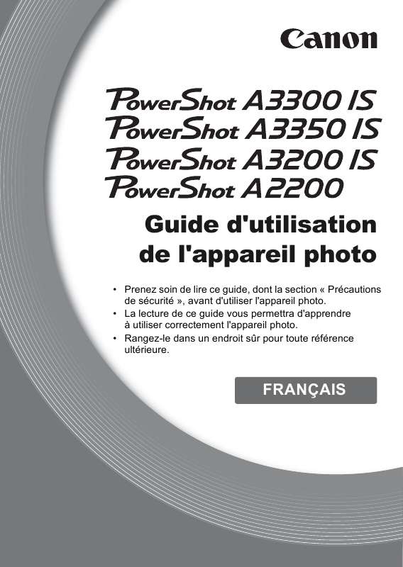 Notice CANON POWERSHOT A3350 IS - appareil photo Trouver une solution à ...