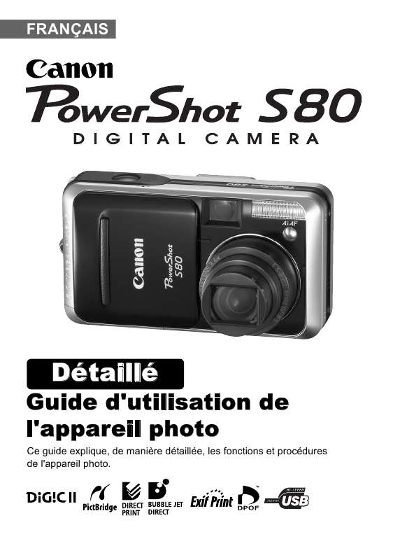 Notice CANON POWERSHOT S80 - appareil photo Trouver une solution à un ...