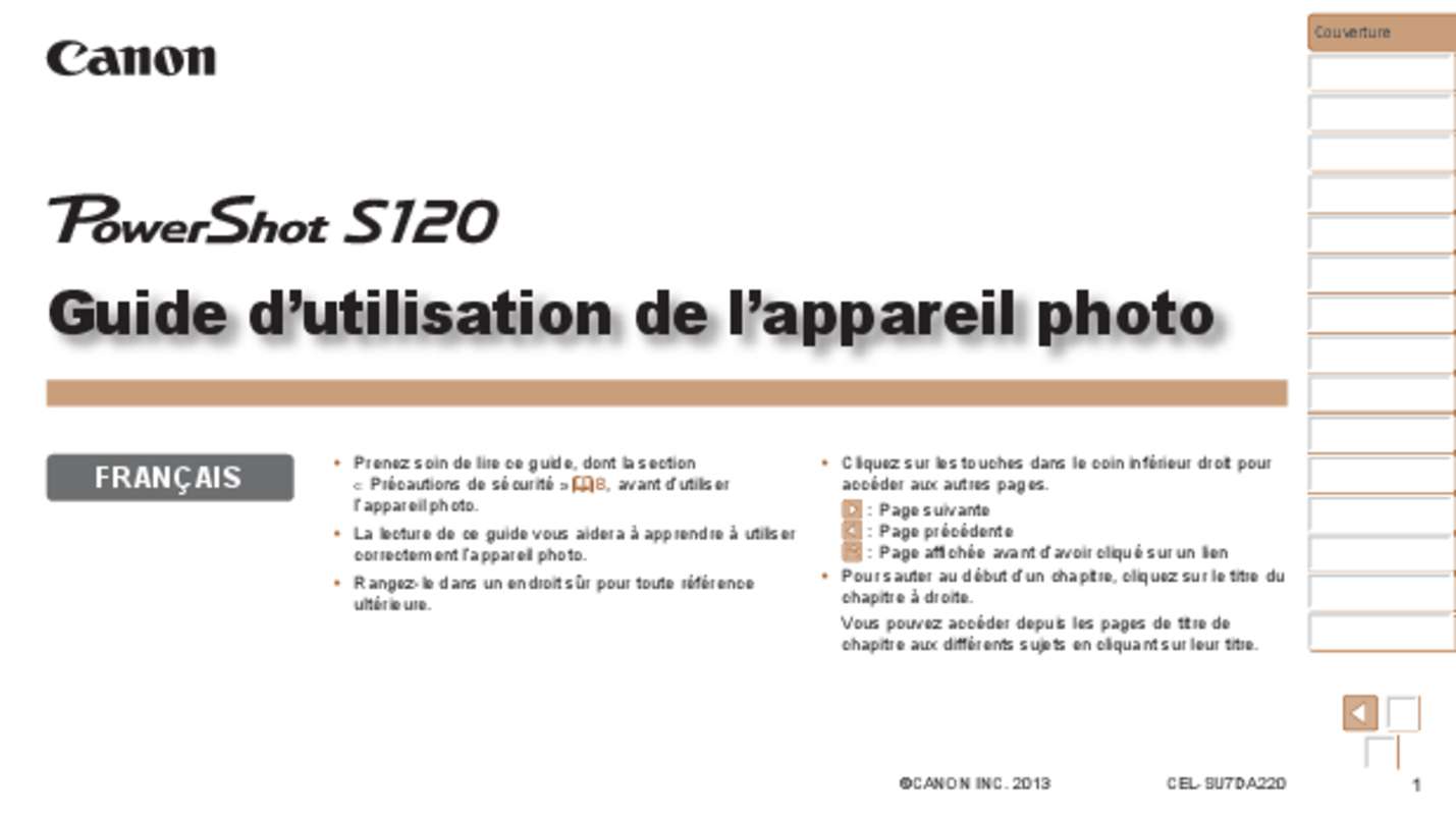 Notice CANON POWERSHOT S120 - appareil photo Trouver une solution à un ...