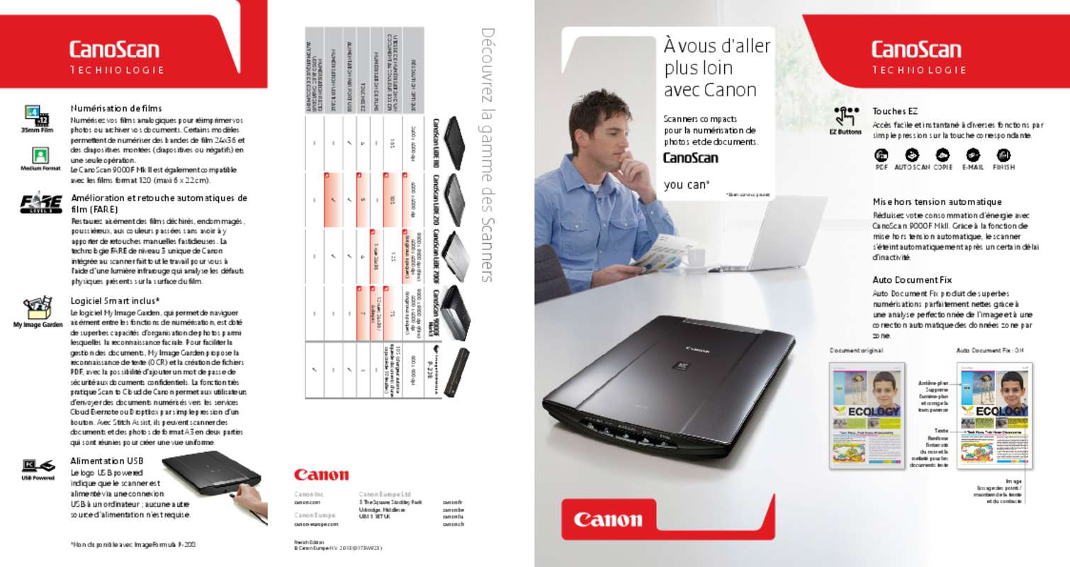 Notice CANON SCANNER RANGE LEAFLET 2013 - Trouver une solution à un ...