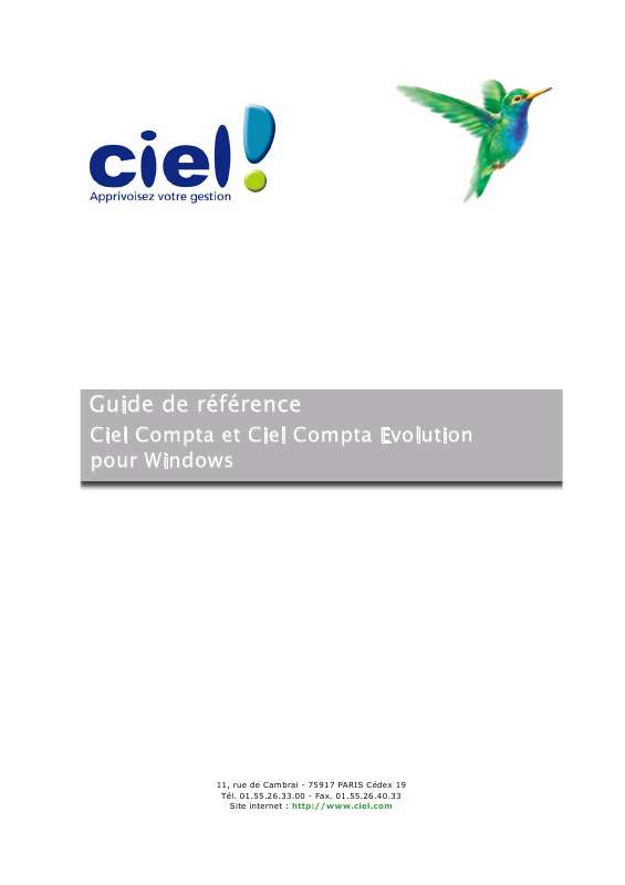 Notice CIEL COMPTA EVOLUTION V14 - Trouver une solution à un problème ...