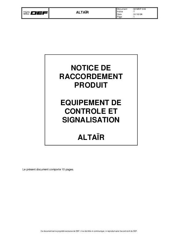 Notice DEF ALTAIR - Trouver une solution à un problème DEF ALTAIR mode ...