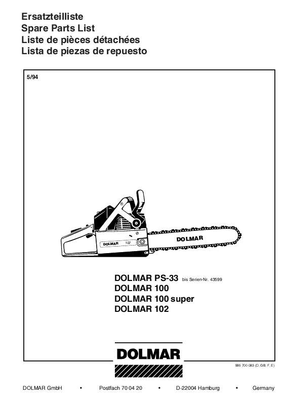 Notice DOLMAR 102 - Trouver une solution à un problème DOLMAR 102 mode ...