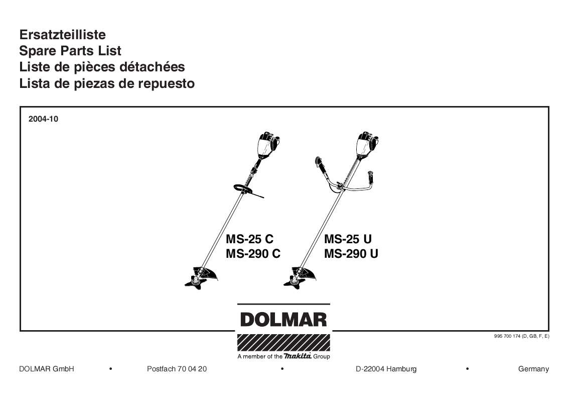 Notice DOLMAR MS-25 U - débroussailleuse Trouver une solution à un ...