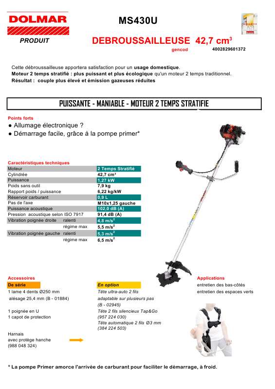 Notice DOLMAR MS430U - débroussailleuse Trouver une solution à un ...