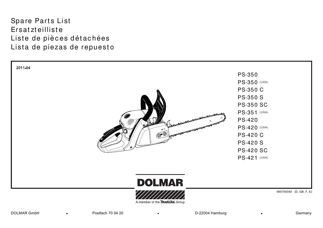 Notice DOLMAR PS-350 SC - Trouver une solution à un problème DOLMAR PS ...