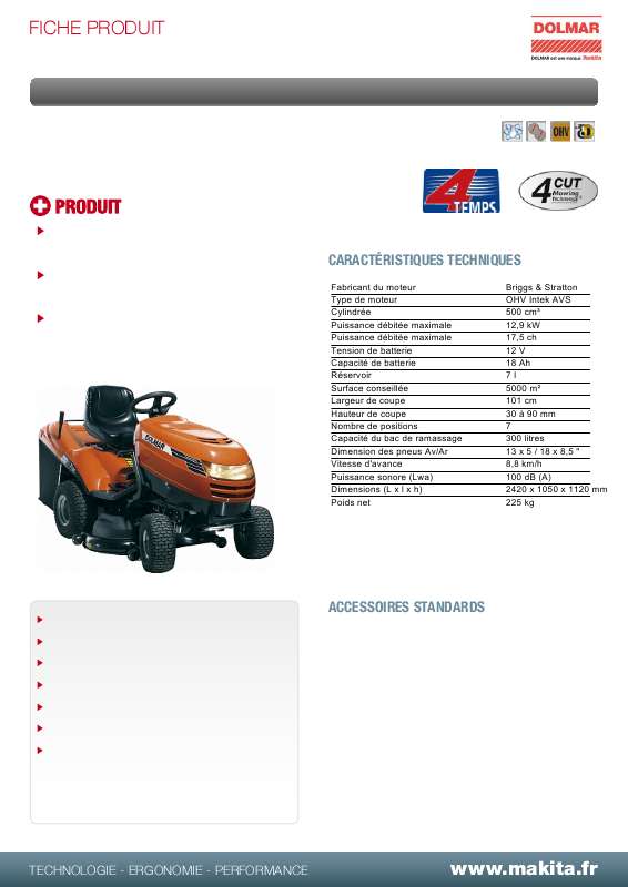 Notice DOLMAR TM102.18H - tondeuse Trouver une solution à un problème ...
