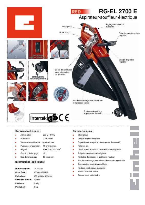 Notice EINHELL RG-EL 2700 E - Trouver une solution à un problème ...
