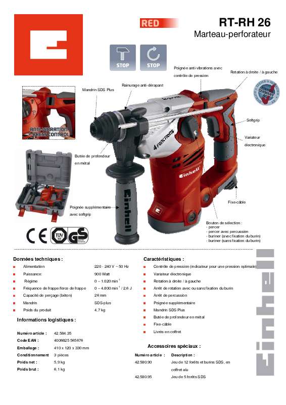 Notice EINHELL RT-RH 26 - Trouver une solution à un problème EINHELL RT ...