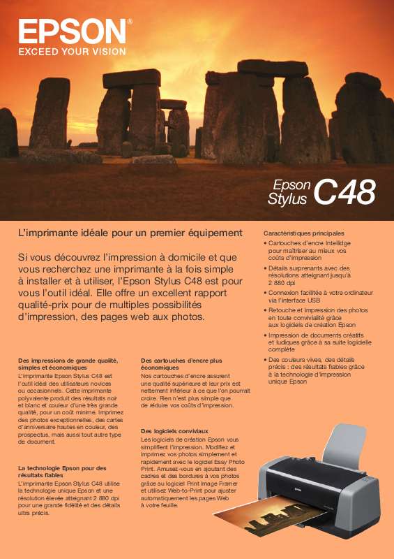Notice EPSON STYLUS C48 - imprimante jet d'encre Trouver une solution à ...