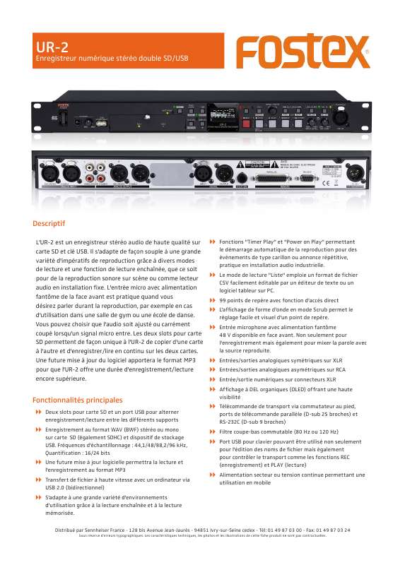Notice FOSTEX UR-2 - Trouver une solution à un problème FOSTEX UR-2 ...