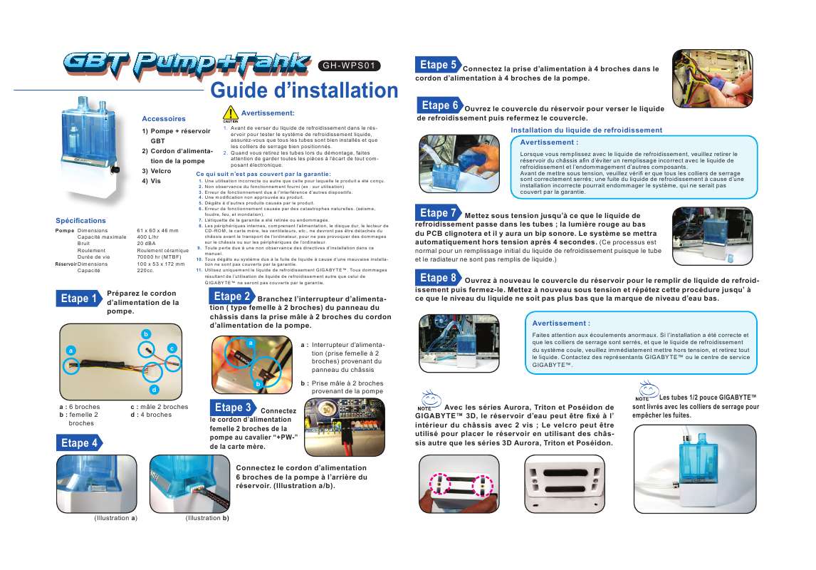 Notice GIGABYTE GBT PUMP TANK - carte mère Trouver une solution à un ...