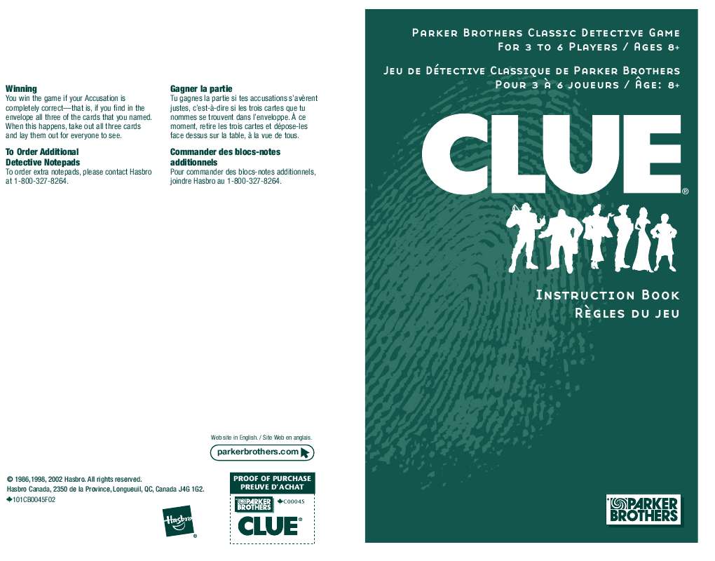 Notice HASBRO CLUE - micro-ordinateur portable Trouver une solution à ...