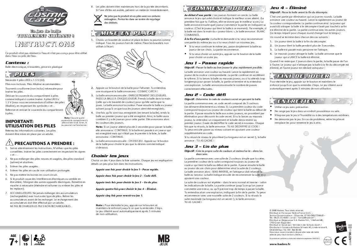 Notice HASBRO JEU COSMIC CATCH - micro-ordinateur portable Trouver une ...