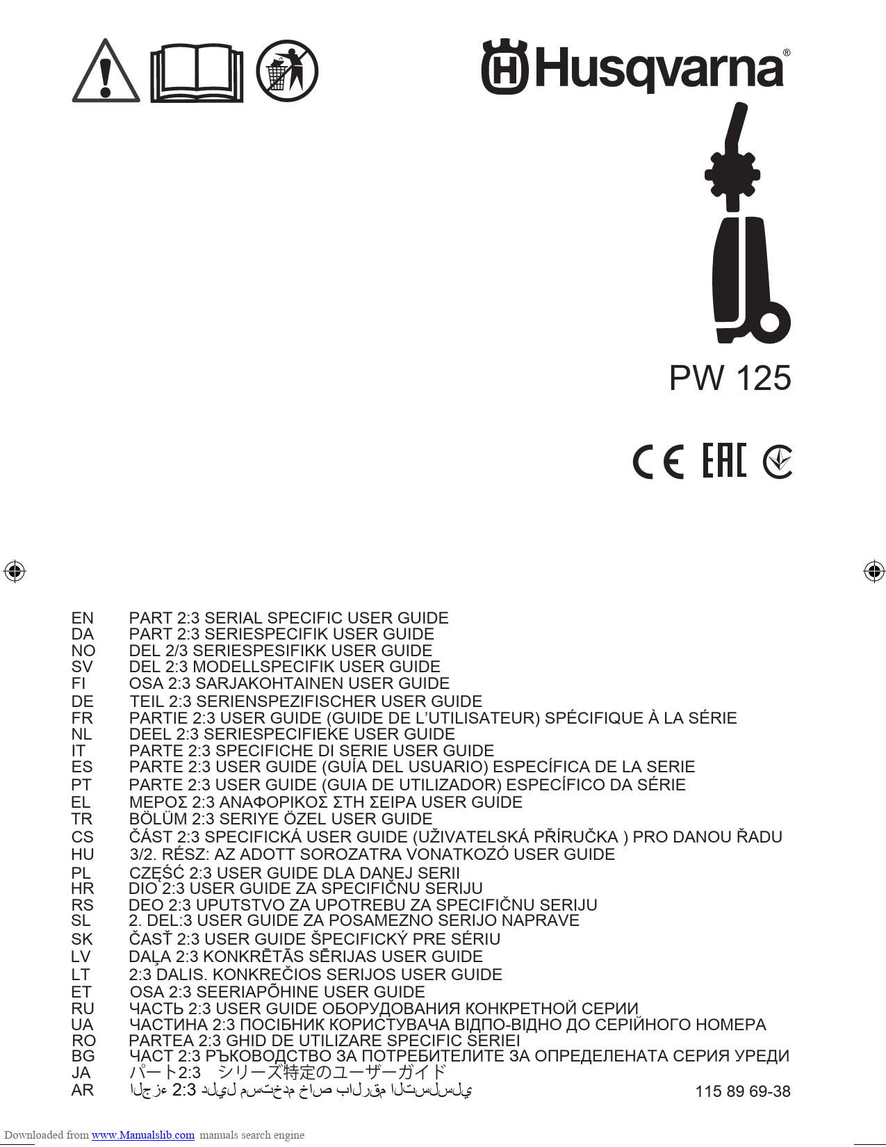 Notice HUSQVARNA PW125 - nettoyeur haute pression Trouver une solution à un problème HUSQVARNA ...