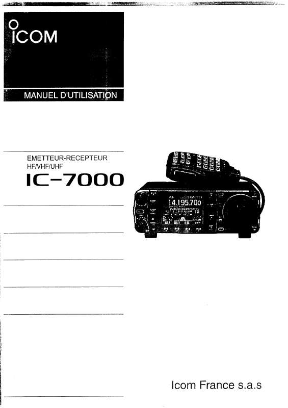 Notice ICOM IC-7000 - talkie-walkie Trouver une solution à un problème ...