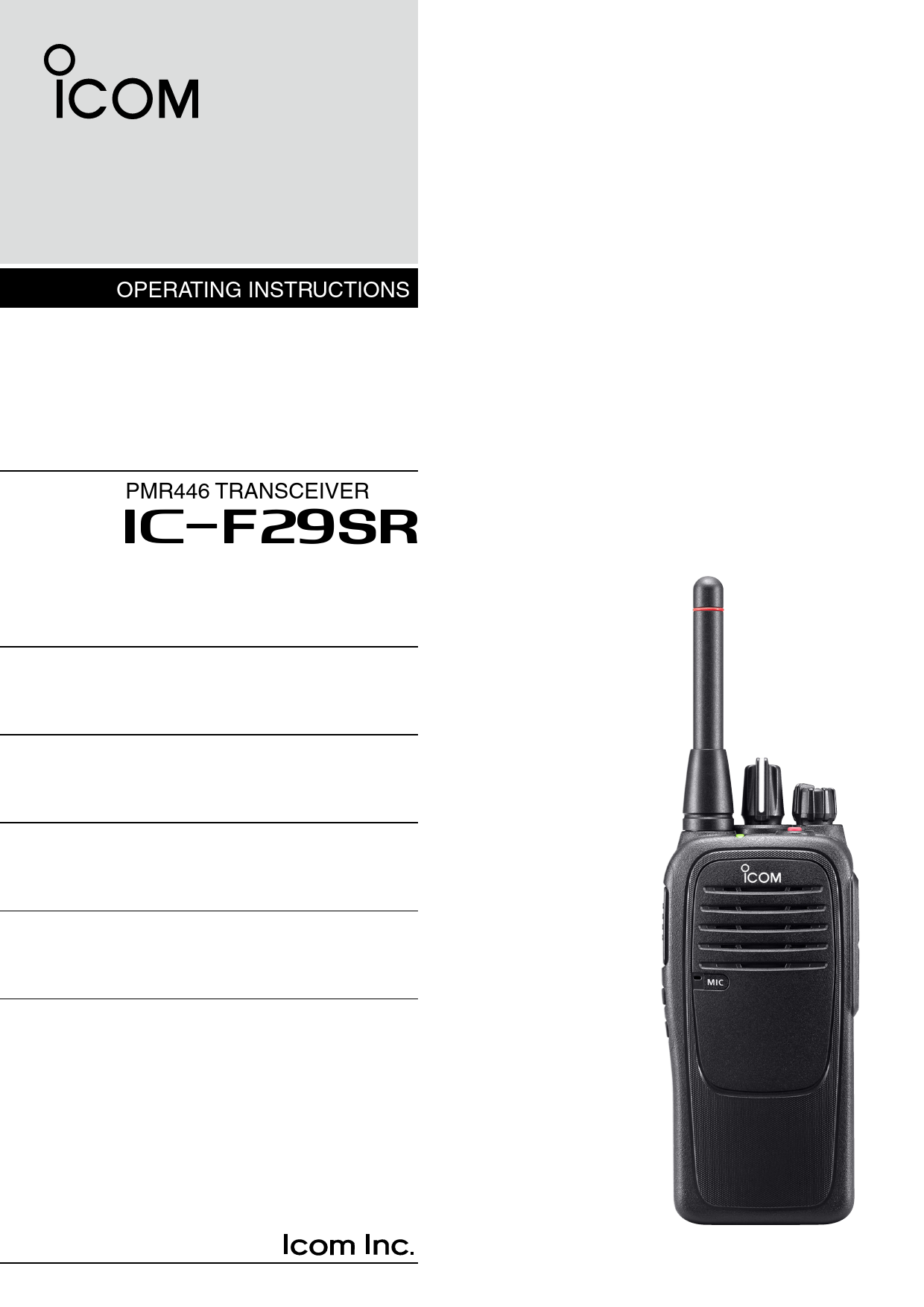 Notice ICOM IC-F29SR - talkie-walkie Trouver une solution à un problème ...