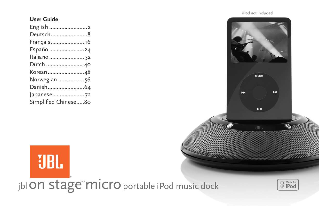 Notice JBL ON STAGE MICRO - lecteur mp3 Trouver une solution à un ...