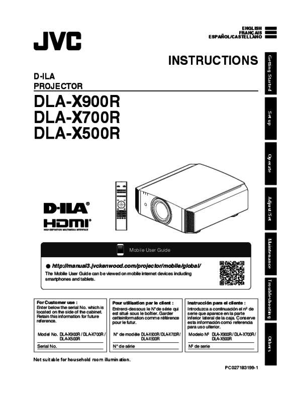 Notice JVC DLA-X700R - vidéoprojecteur Trouver une solution à un problème JVC DLA-X700R mode d ...