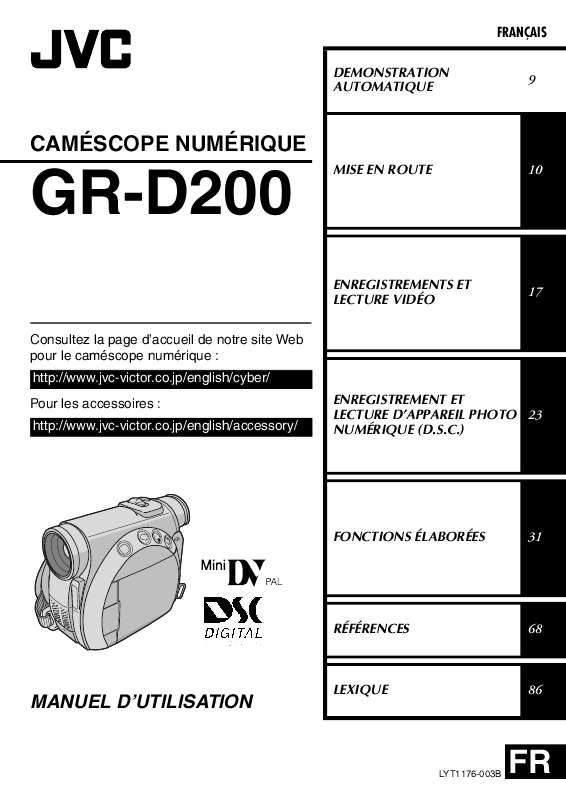 Notice JVC GR-D200E - action cam Trouver une solution à un problème JVC GR-D200E mode d'emploi ...
