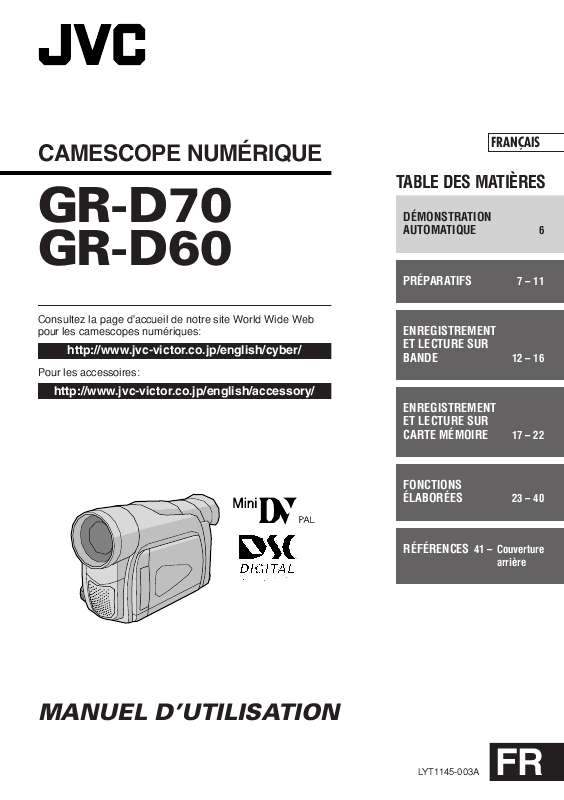 Notice JVC GR-D70E - action cam Trouver une solution à un problème JVC GR-D70E mode d'emploi JVC ...