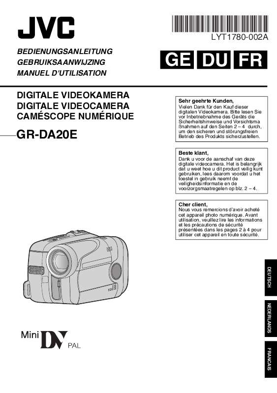 Notice JVC GR-DA20E - action cam Trouver une solution à un problème JVC GR-DA20E mode d'emploi ...