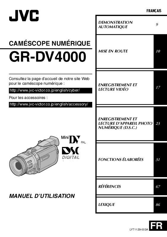 Notice JVC GR-DV4000E - action cam Trouver une solution à un problème JVC GR-DV4000E mode d ...
