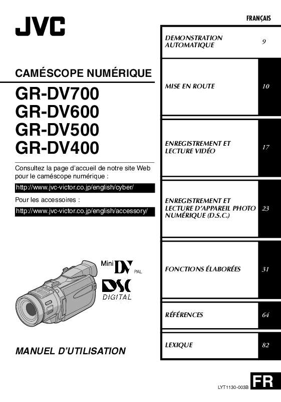 Notice JVC GR-DV500E - action cam Trouver une solution à un problème JVC GR-DV500E mode d'emploi ...