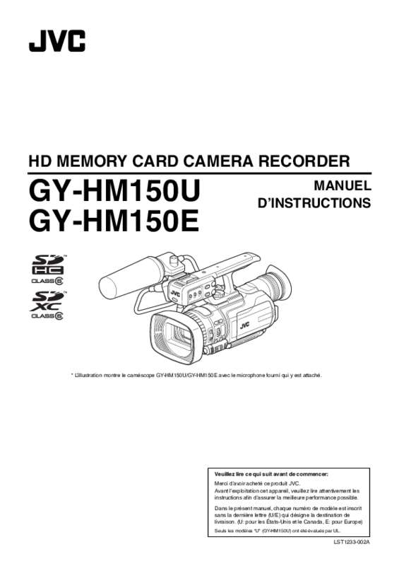 Notice JVC GY-HM150E - action cam Trouver une solution à un problème JVC GY-HM150E mode d'emploi ...