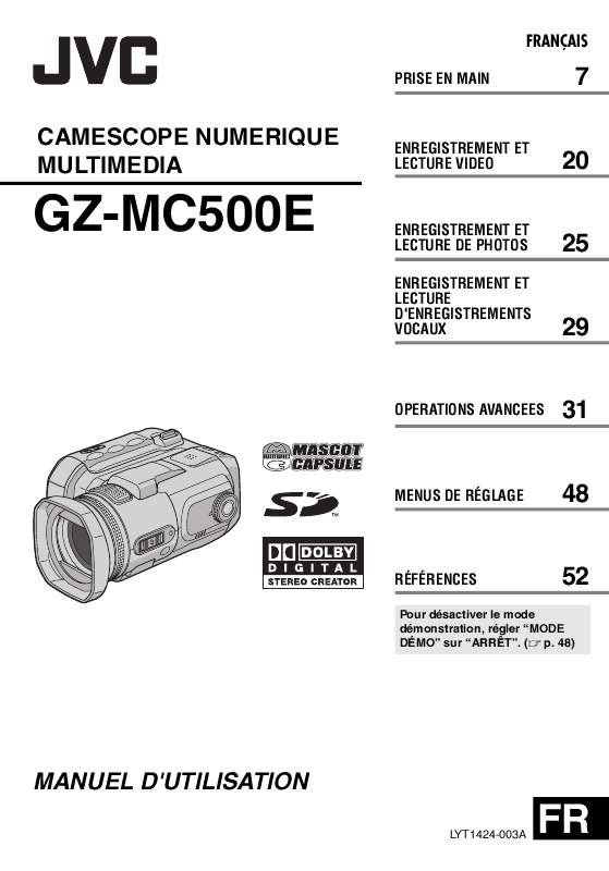 Notice JVC GZ-MC500E - action cam Trouver une solution à un problème JVC GZ-MC500E mode d'emploi ...