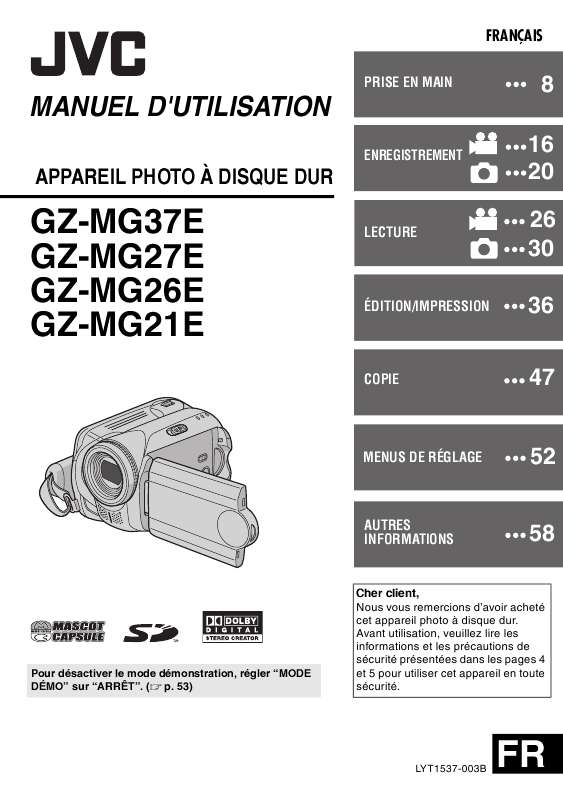 Notice JVC GZ-MG21 - action cam Trouver une solution à un problème JVC GZ-MG21 mode d'emploi JVC ...