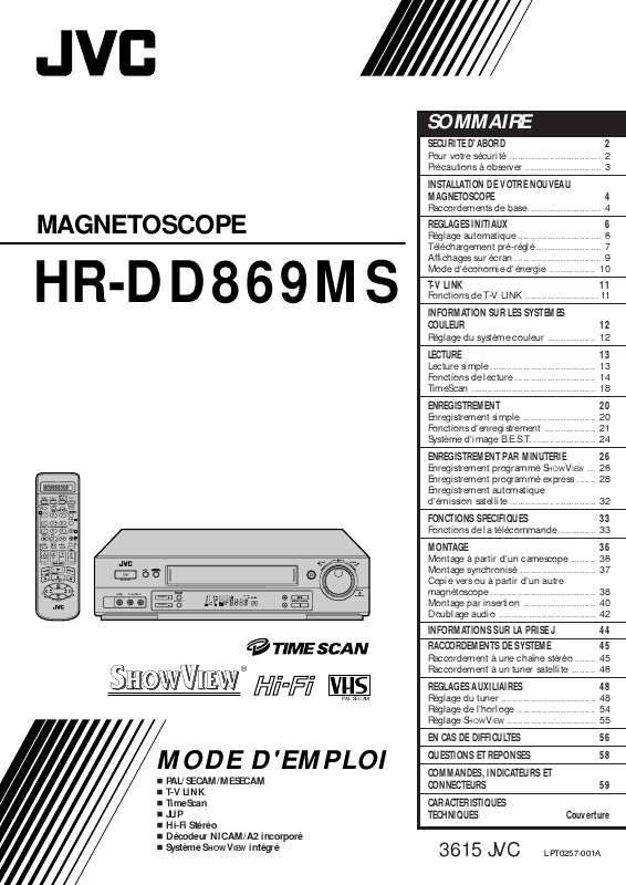 Notice JVC HR-DD869MS - Trouver une solution à un problème JVC HR-DD869MS mode d'emploi JVC HR ...